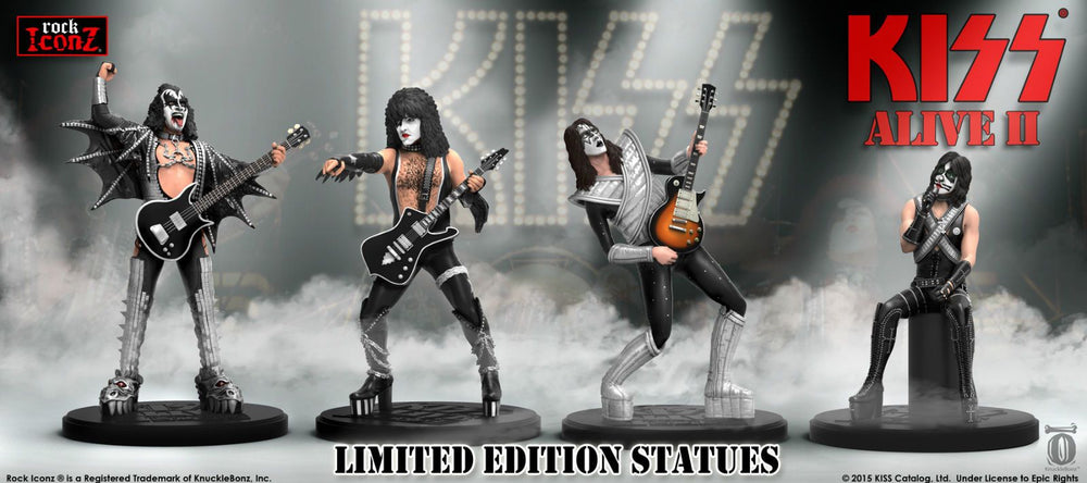 KISS 2016 KnuckleBonz Rock Iconz Alive II Band Members Statue Set ...